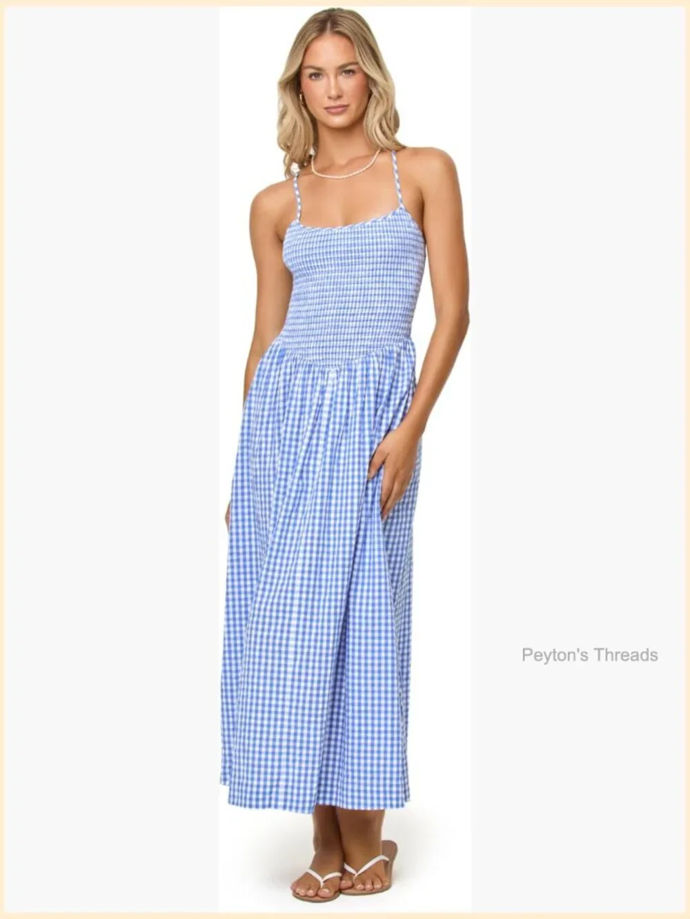 Dresses | Longline Smocked Bodice Maxi Dress Adjustable Strap Aline ...